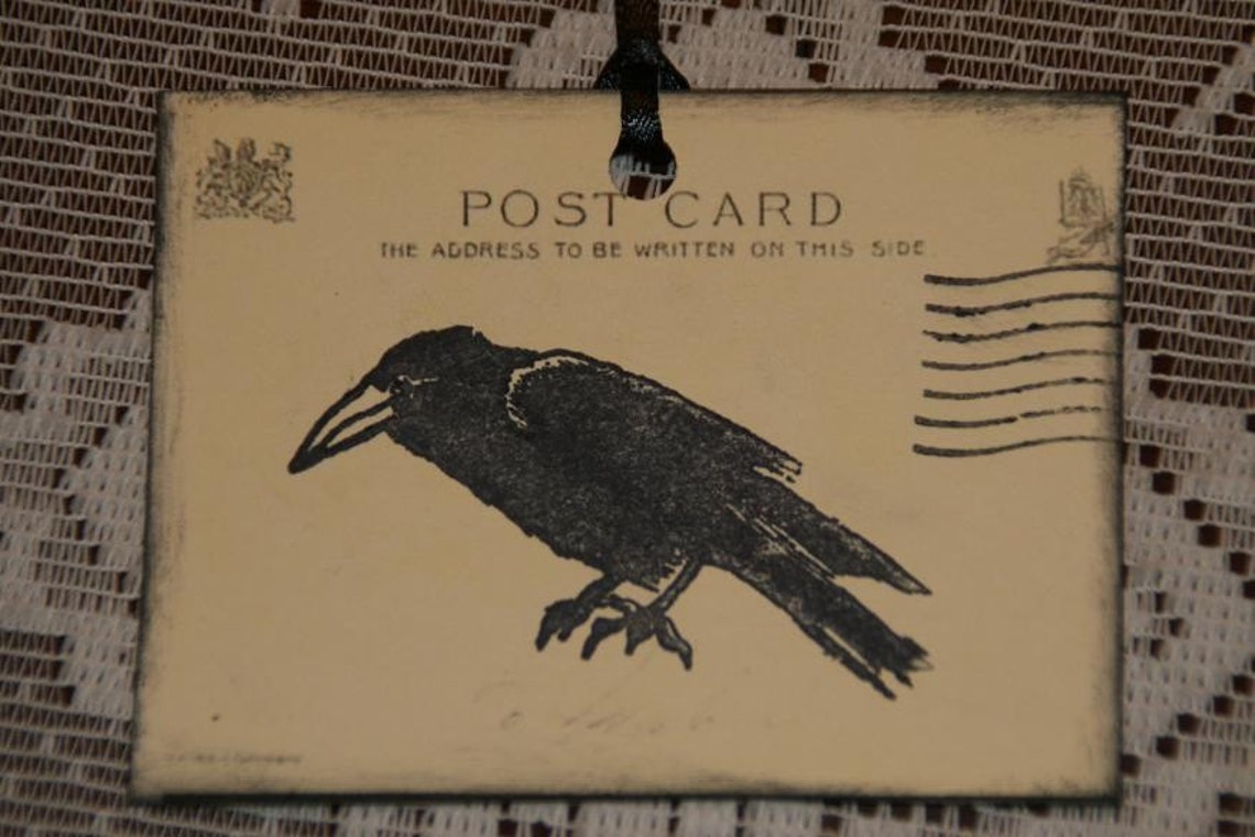 Black Crow Gift Tags Primitive Raven Halloween Fall Tags Qty 8 - Etsy