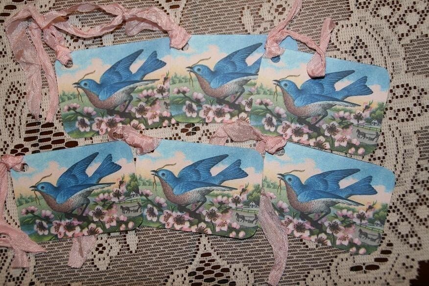 Blue Bird Garden Gift Tags | Etsy
