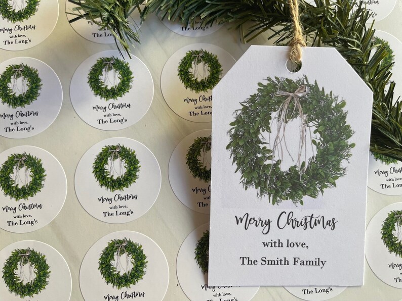 Personalized Gift Tags, Wreath Tags With Jute Ties, Christmas Gift Tags ...