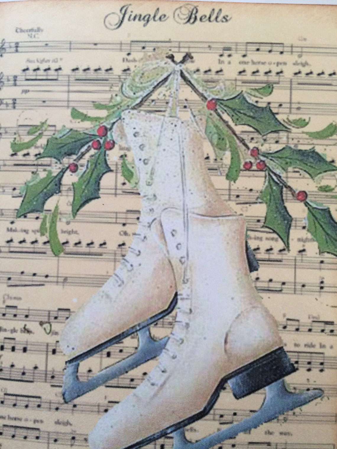 Ice Skates Christmas Card Set With Envelopes,hostess Gift, Vintage Old ...