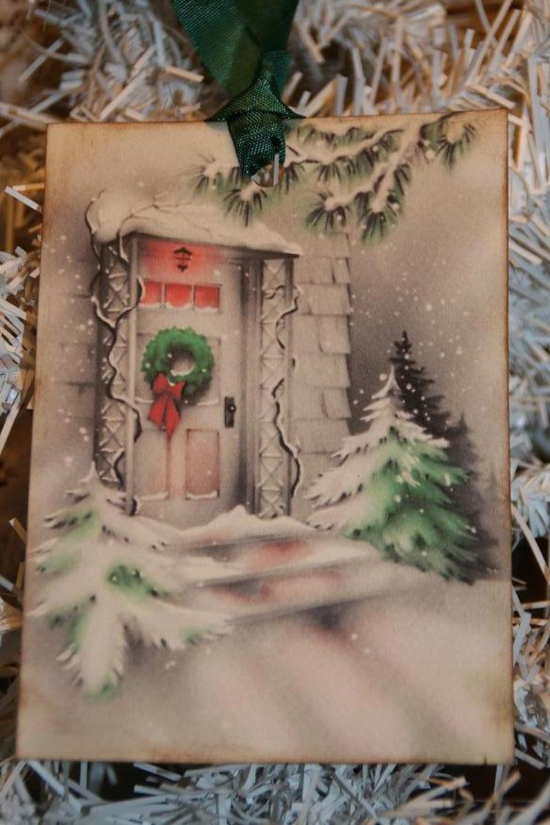 Christmas Tags, Winter Front Door Welcome, Vintage Christmas Gift Tags ...