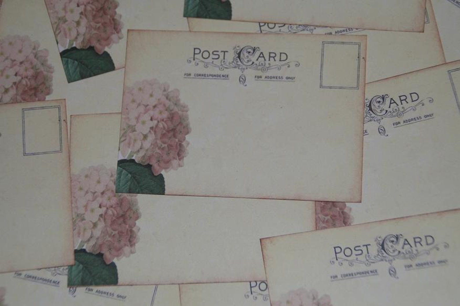 50 Pink Hydrangea Vintage Post Card Wedding Place Card or - Etsy
