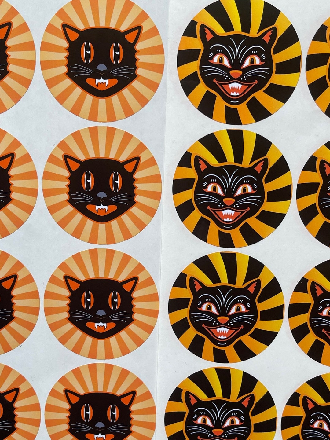 Black Cat Halloween Labels Retro Black Cat Stickers - Etsy