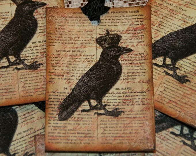 The Crowned Black Crow Tags - Etsy