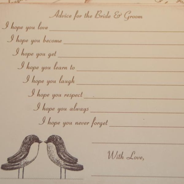 Bride and Groom Advice Cards - Etsy