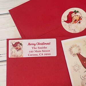 Red Santa Christmas Card Set With Envelopes and Envelope Seals, Hostess ...