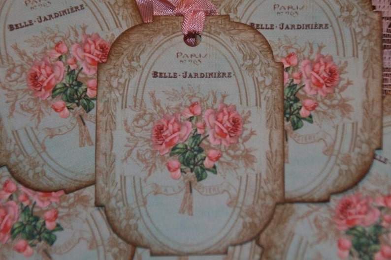 Paris French Inspired Belle Jardiniere Rose Hang Gift Tags - Etsy
