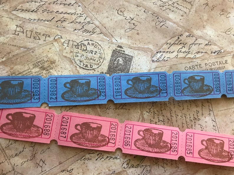 Tea Party Carnival Tickets, Raffle Tickets, Bridal Shower Party, Drink ...