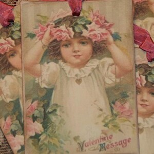 Valentine Tags Pink Roses Valentine Message - Etsy