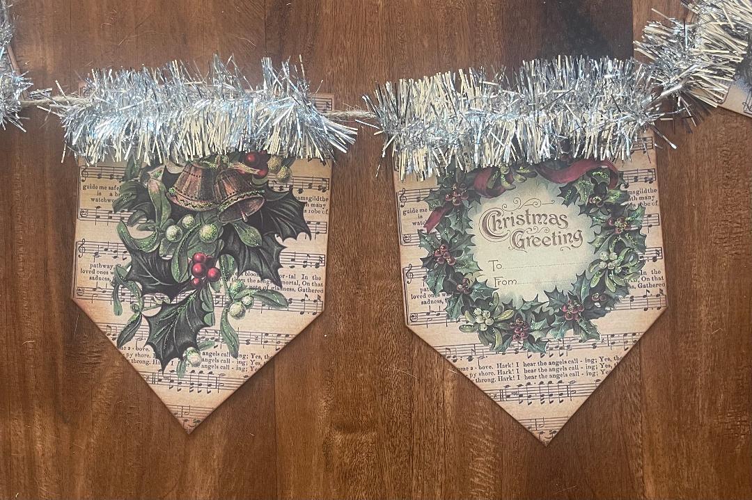 Christmas Banner, Holiday Fireplace Banner, Vintage Christmas Banner ...