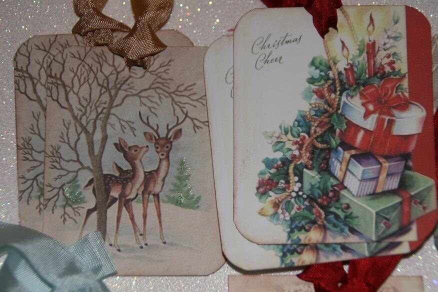 Christmas Tags Holiday Gift Tags Retro Christmas Variety | Etsy