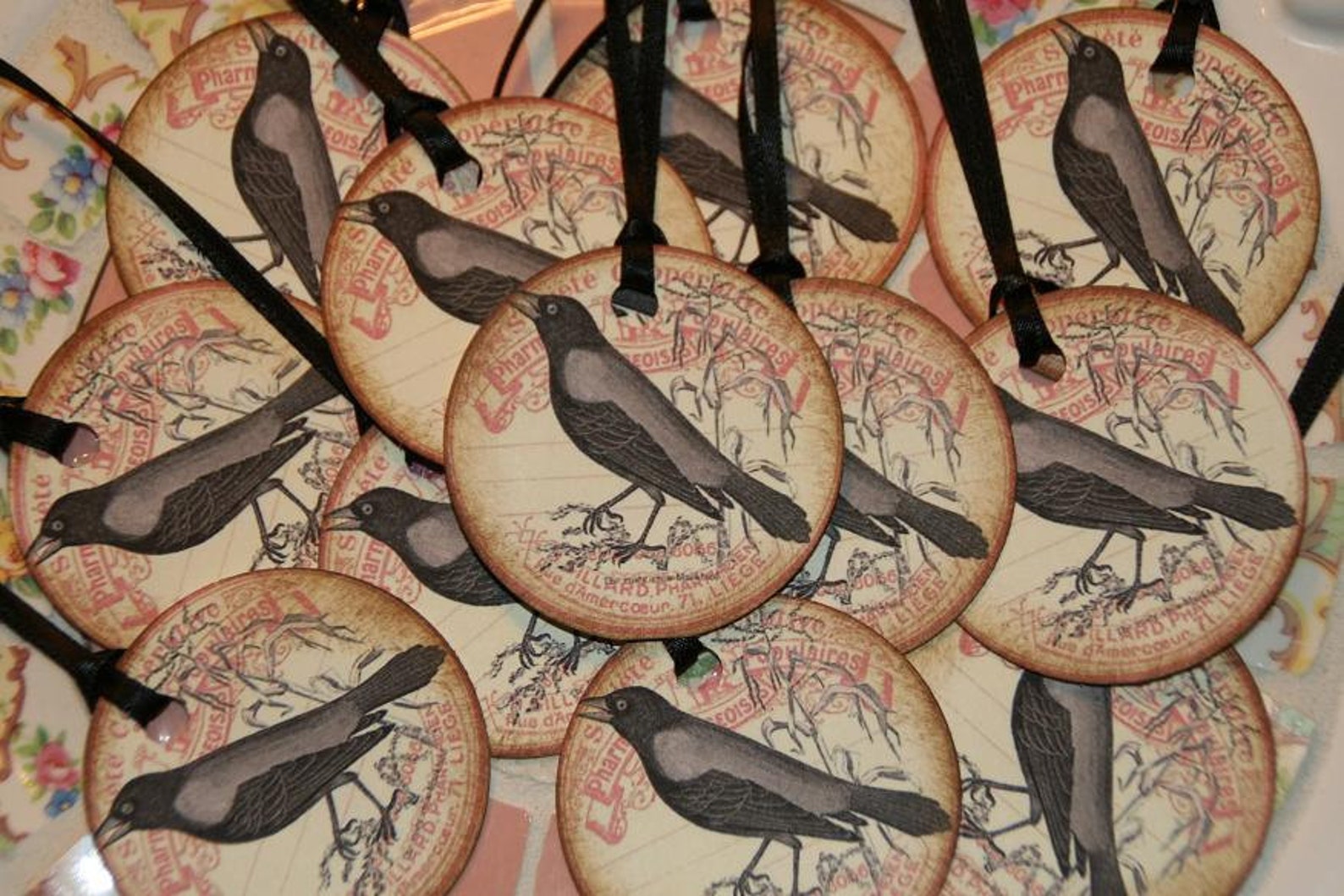 Black Crow Tags One Dozen Round Tags With Crow | Etsy