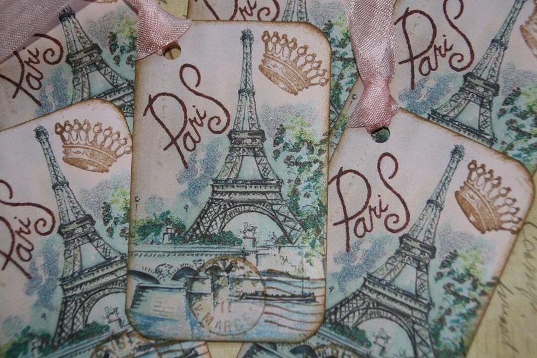 Meet Me in Paris at the Eiffel Tower Handmade Gift Tags - Etsy