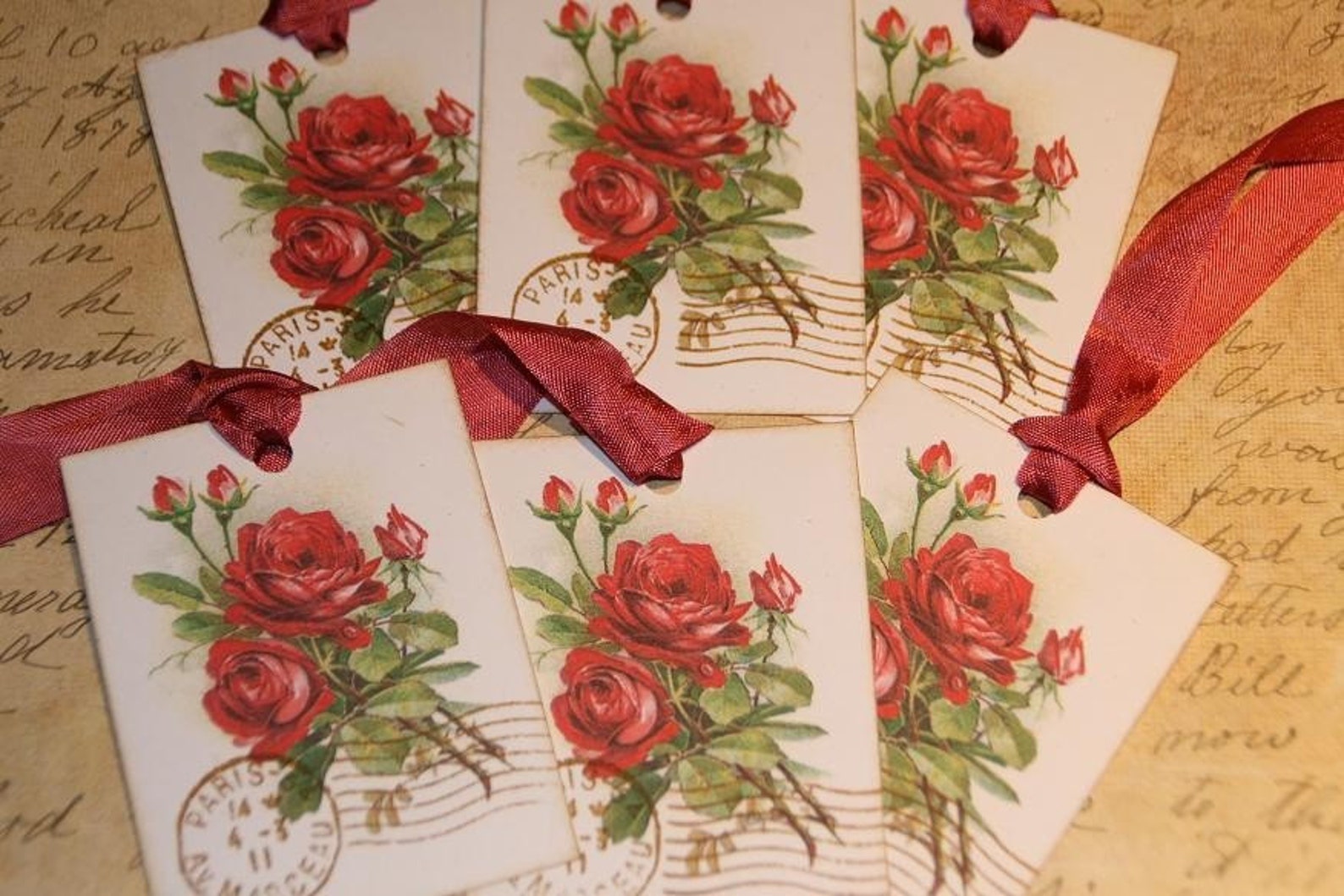 Paris Rose Gift Tags - Etsy
