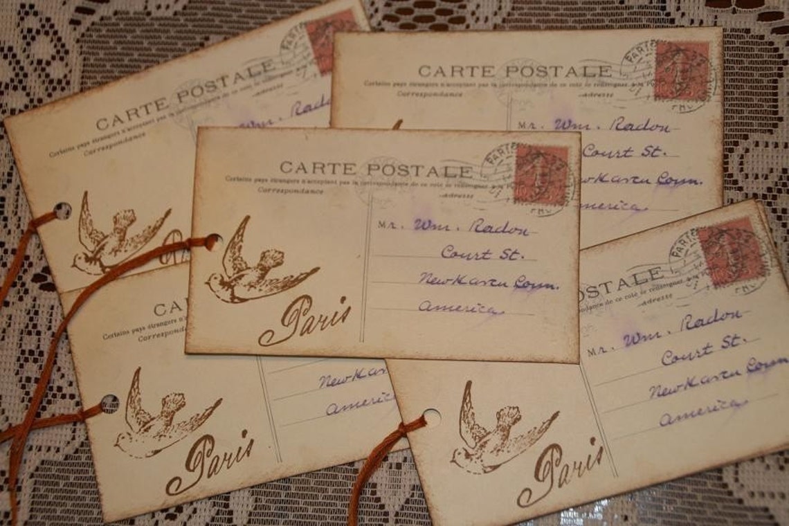 Paris French Carte Postale Vintage Post Card Hang Gift Tags - Etsy