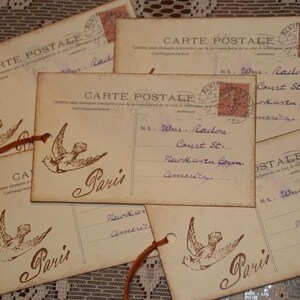 Paris French Carte Postale Vintage Post Card Hang Gift Tags - Etsy