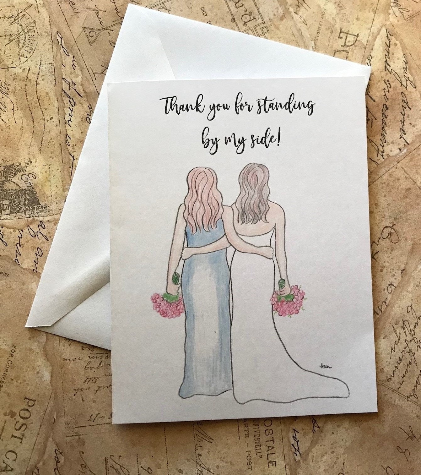 Thank you for standing by my side Card Bridesmaid Thank you | Etsy