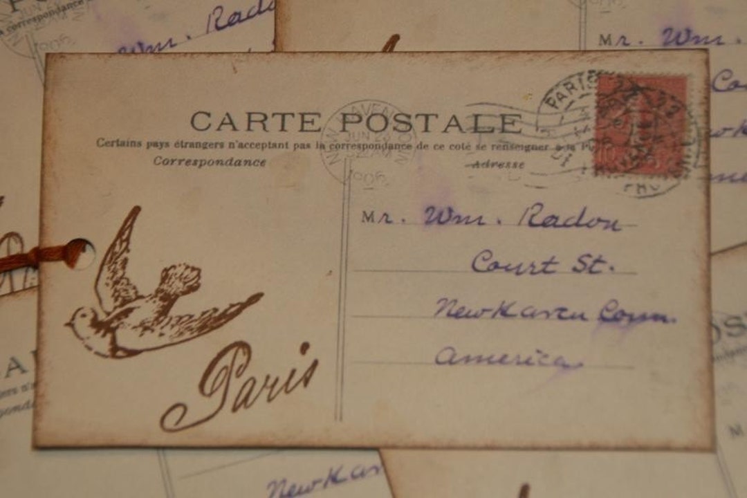 Paris French Carte Postale Vintage Post Card Hang Gift Tags - Etsy