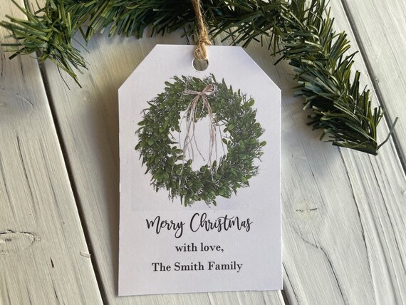 Personalized Gift Tags Wreath Tags With Jute Ties Christmas - Etsy