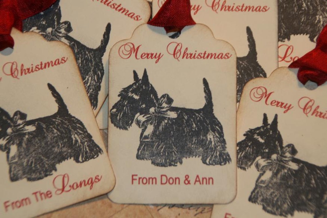 Scottie Dog Christmas Tags Personalized Christmas Tags Merry Christmas ...