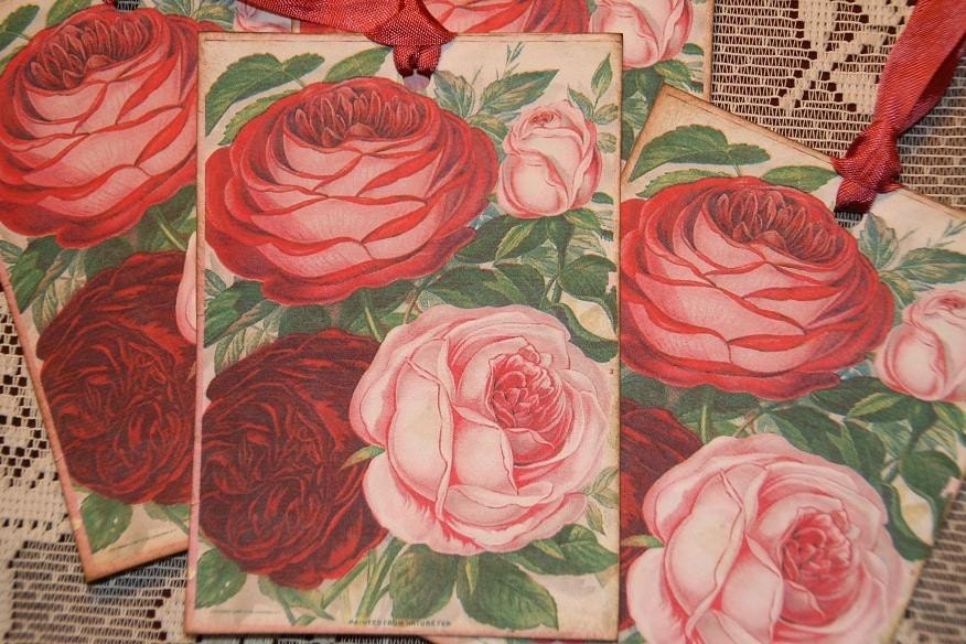 Pink Roses Gift Tags | Etsy