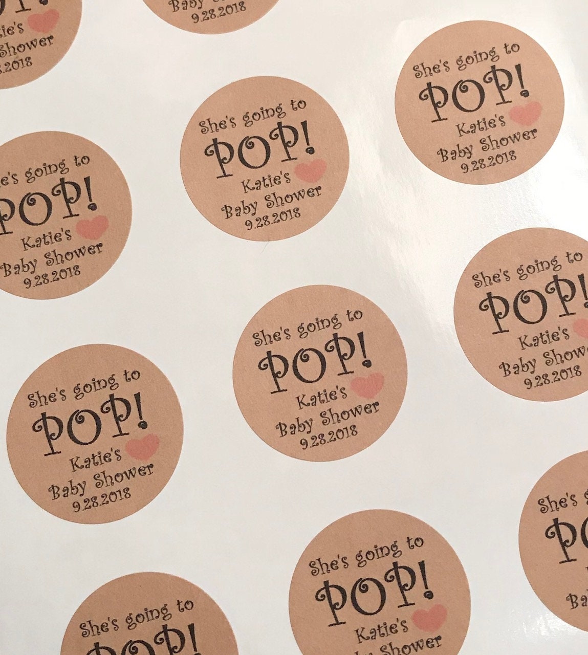 Ready to POP Stickers, Baby Shower Favor Labels, Shes Going to POP ...