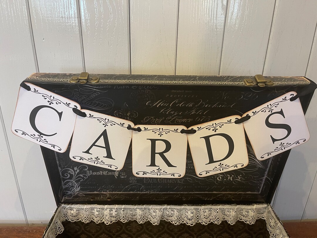 Cards Banner, Wedding Garland, Cards Sign Rustic Wedding, Vintage ...