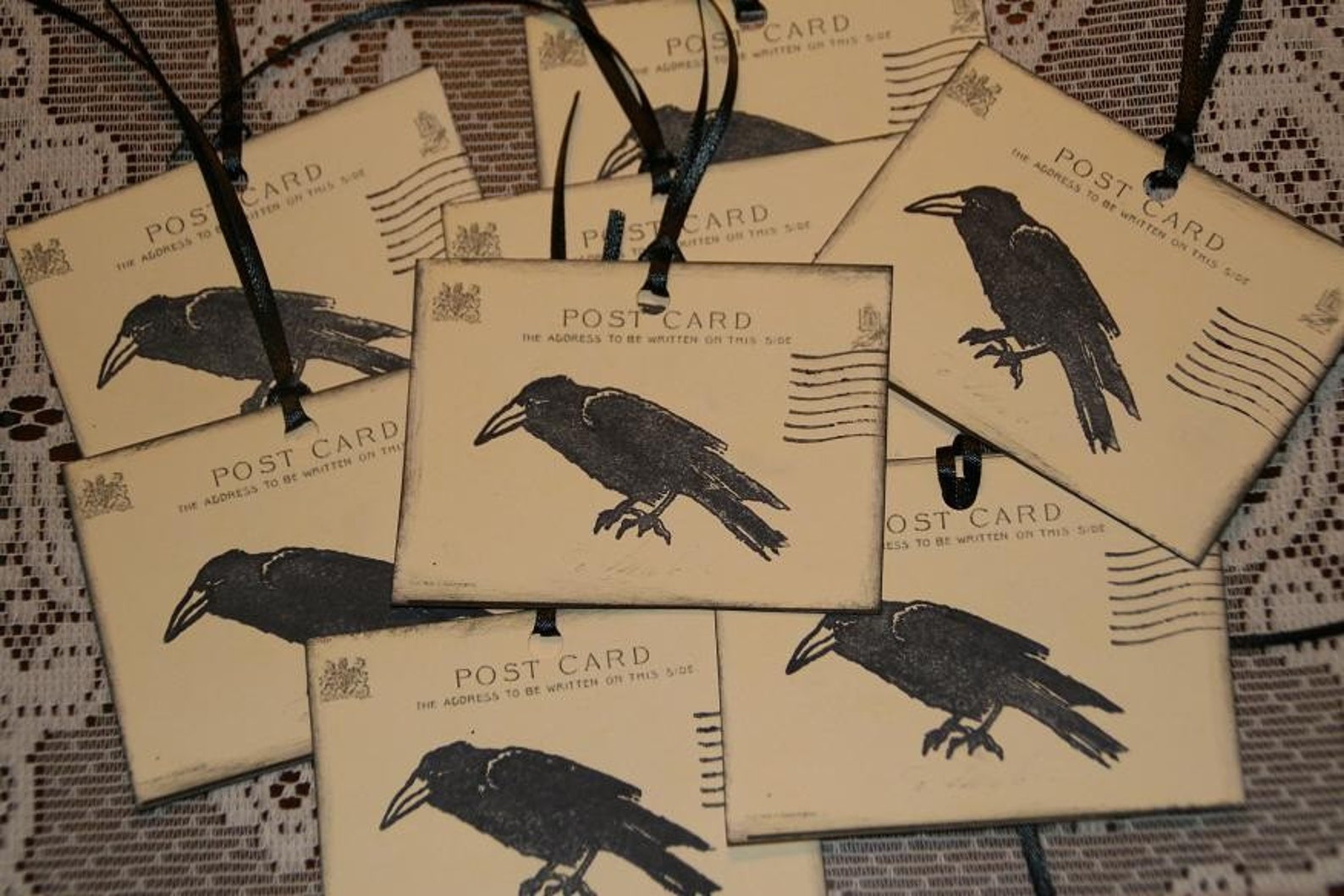 Black Crow Gift Tags Primitive Raven Halloween Fall Tags Qty 8 - Etsy