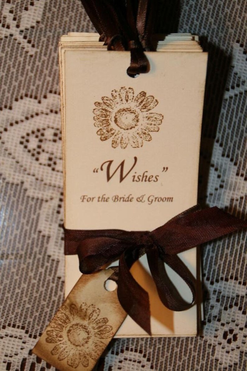75 Wedding Wish Tree Tags handstamped with Sunflower Flower | Etsy