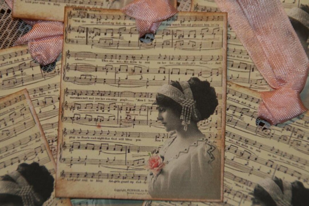 Vintage Music Sheet Victorian Lady Tags - Etsy