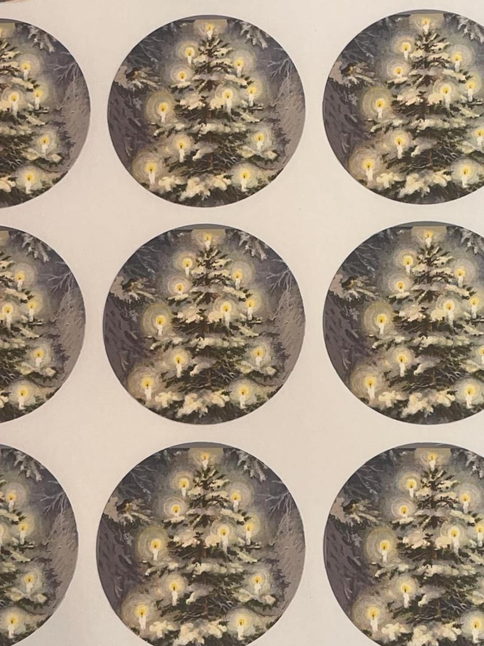 Christmas Card Set With Envelopes and Seals, Christmas Tree, Vintage ...