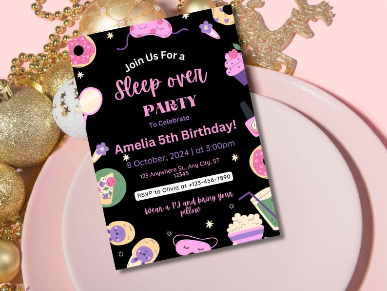 Sleepover Birthday Invitation, Printable Sleepover Invite, Slumber ...