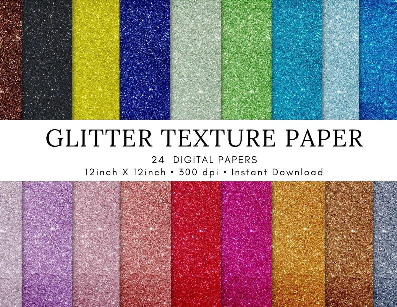 100 Glitter Digital Paper, Commercial Use JPEG Glittered Paper, Rainbow ...