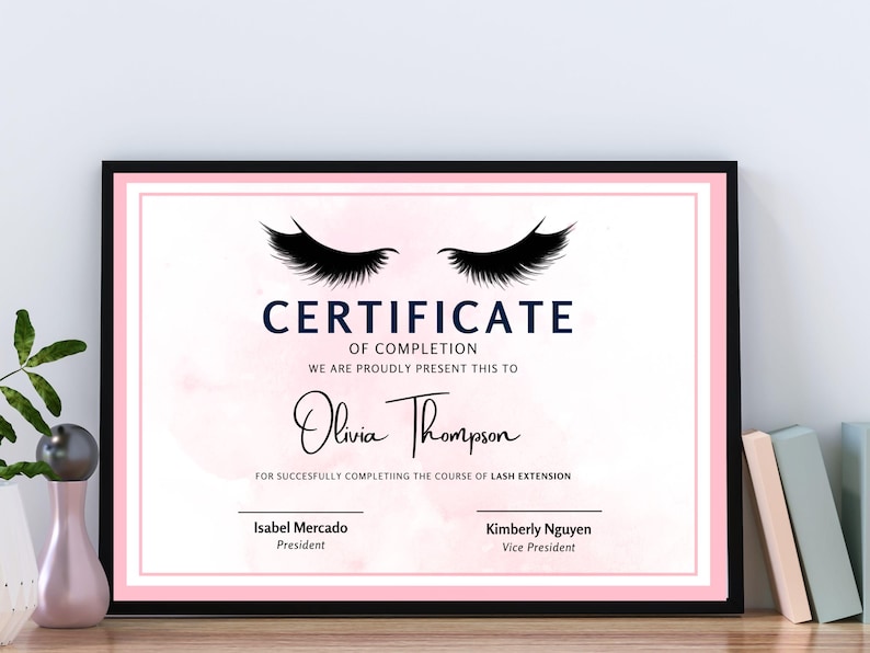 Editable Lash Certificate of Completion Template, Printable Lash ...