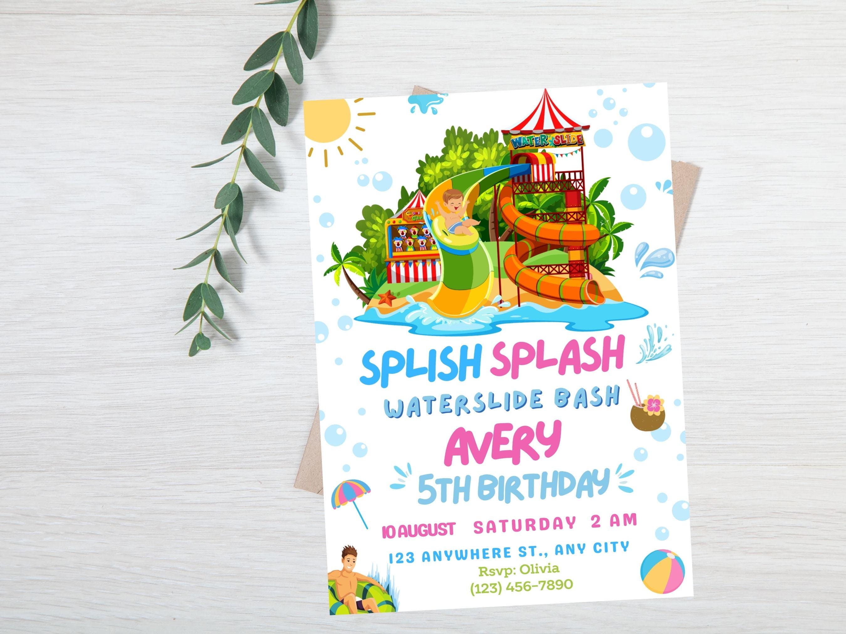 Water Slide Birthday Invitation, Waterslide Birthday Invitation, Water ...