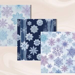 Snowflakes Seamless Patterns Winter Digital Paper Set Blue Junk Journal ...