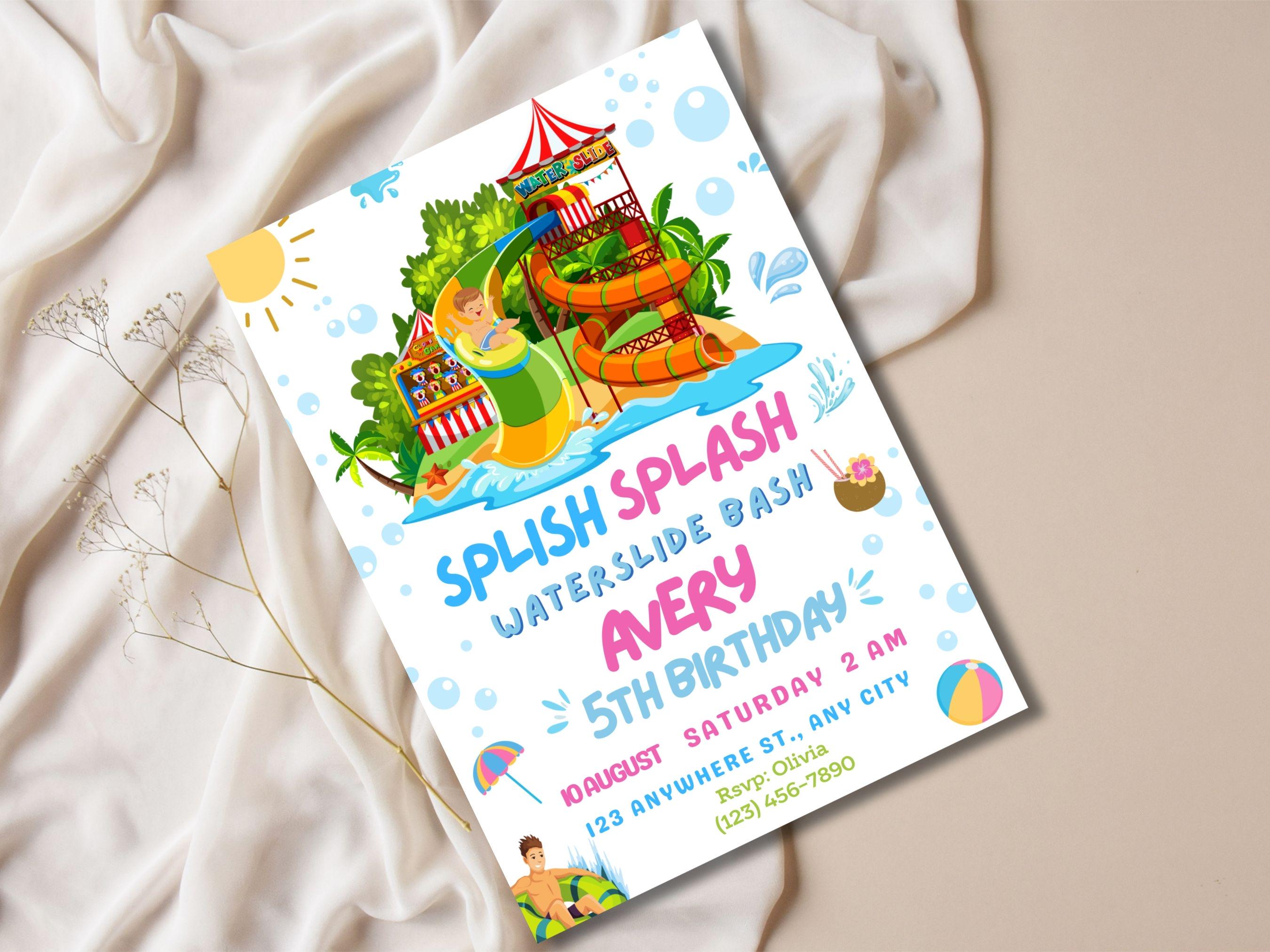 Water Slide Birthday Invitation, Waterslide Birthday Invitation, Water ...
