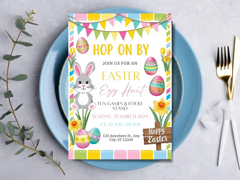 Easter Egg Hunt Invitation, Easter Bunny Invitation, Easter Party ...