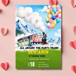 Editable Train Birthday Invitation Template, Toy Train Invitation for ...