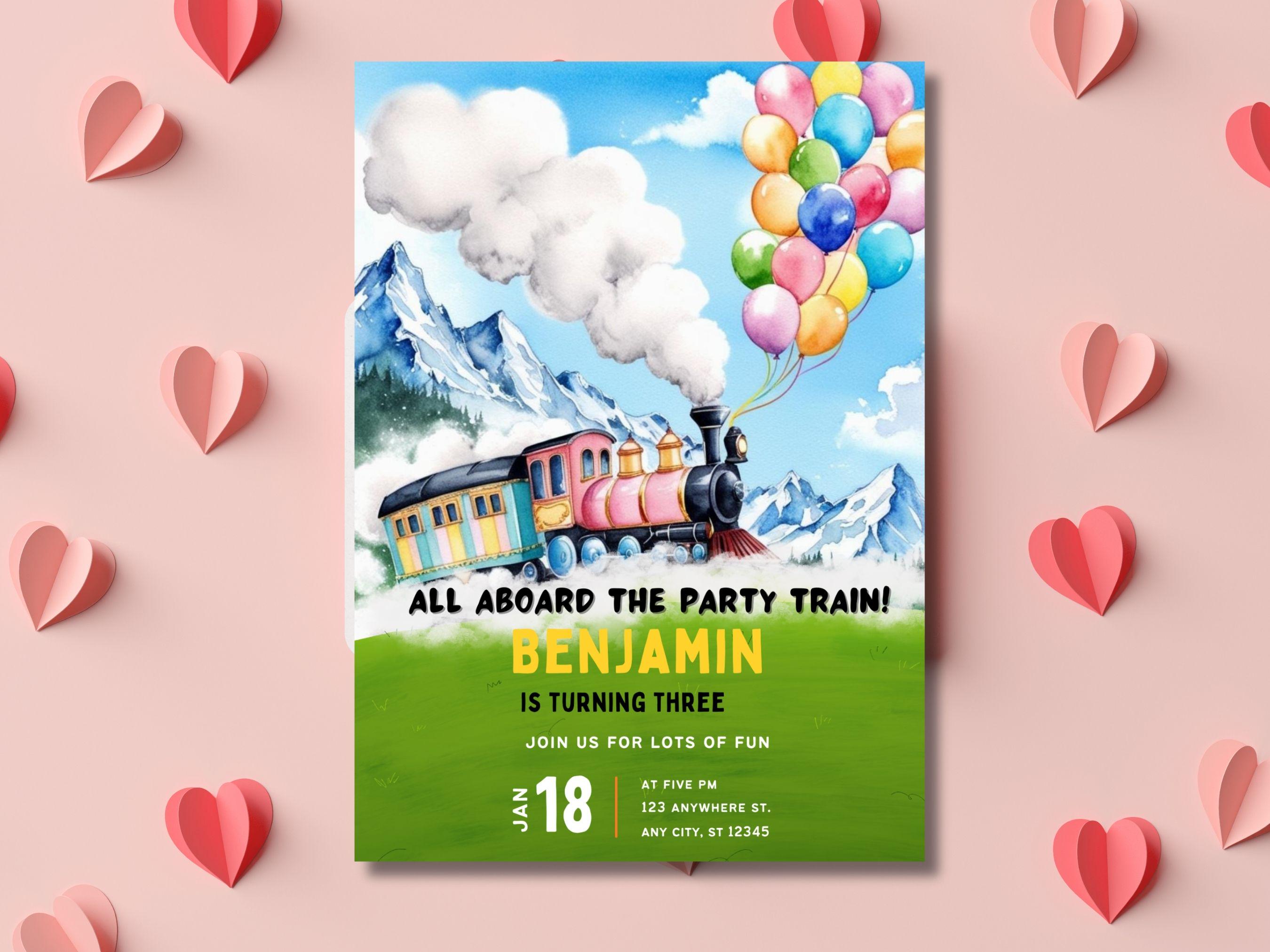 Editable Train Birthday Invitation Template, Toy Train Invitation for ...