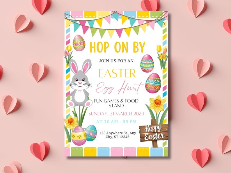 Easter Egg Hunt Invitation, Easter Bunny Invitation, Easter Party ...