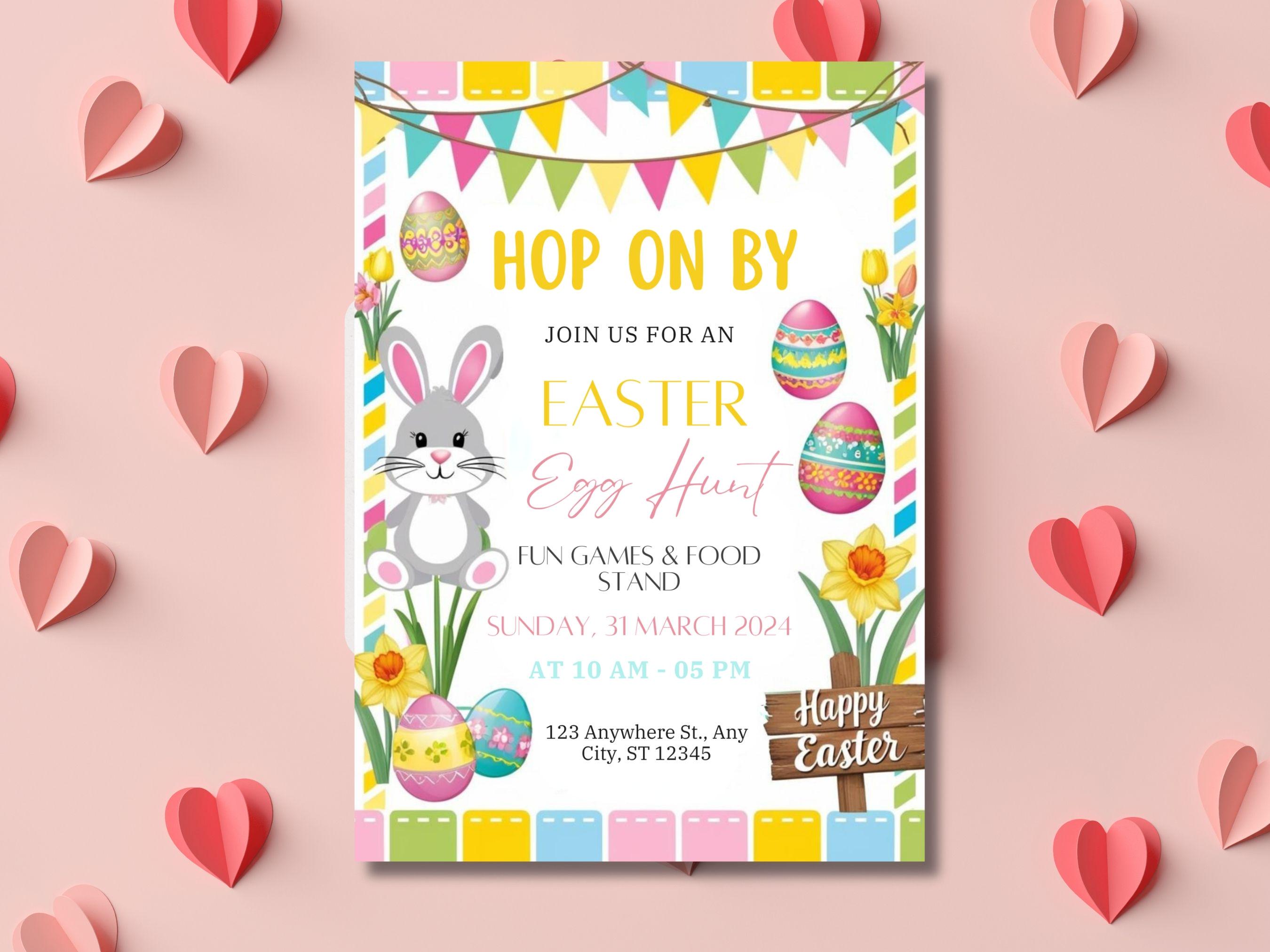 Easter Egg Hunt Invitation, Easter Bunny Invitation, Easter Party ...