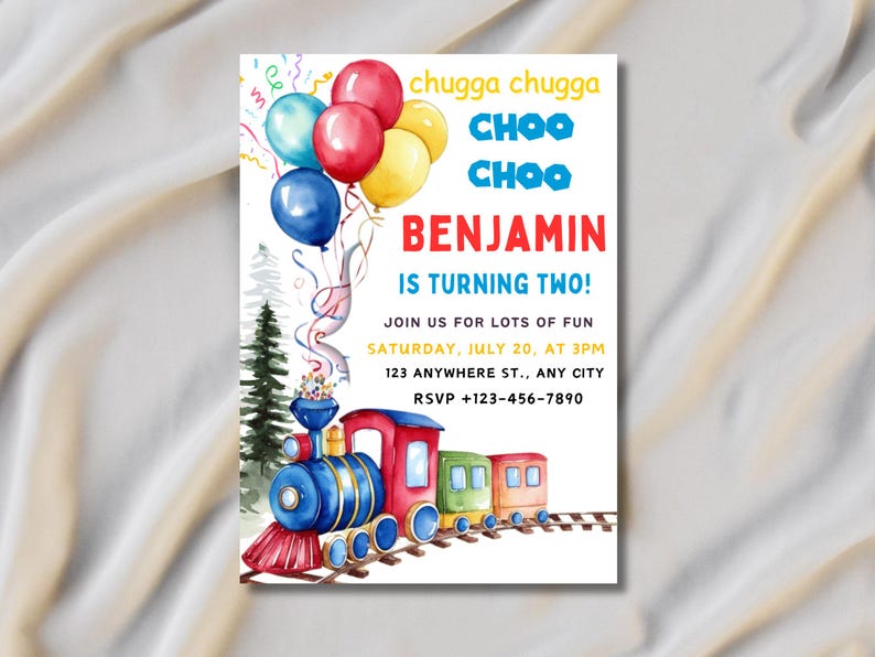 Editable Train Birthday Invitation Template, Toy Train Invitation for ...