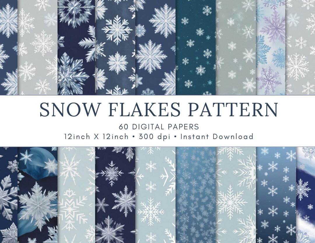 Snowflakes Seamless Patterns Winter Digital Paper Set Blue Junk Journal ...