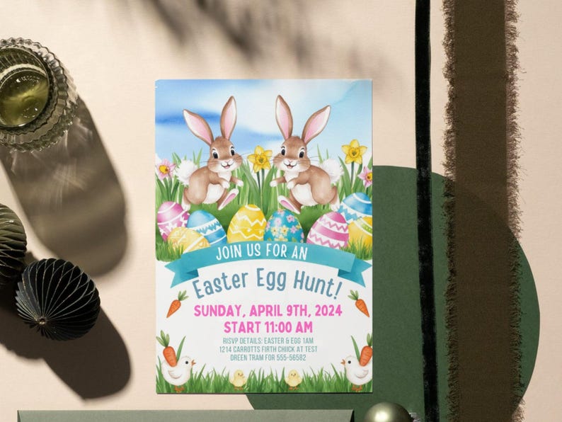 Easter Egg Hunt Invitation, Easter Bunny Invitation, Easter Party ...