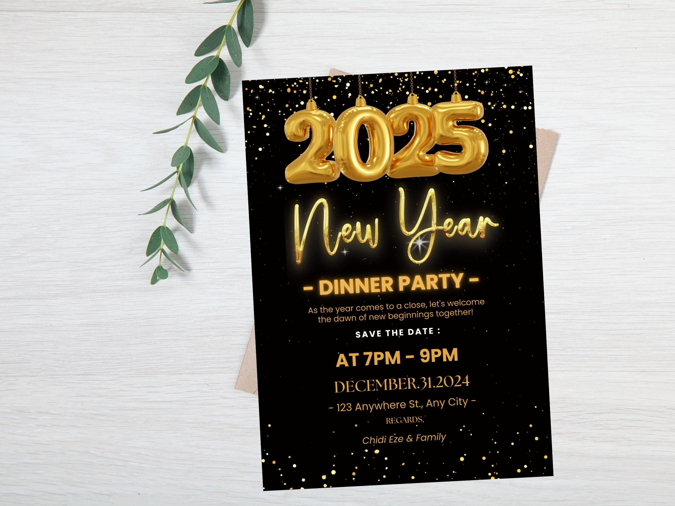 Editable New Year Invitation, 2025 New Year Invitation, NYE 2025 ...