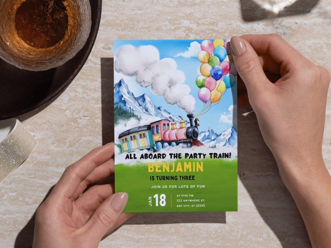 Editable Train Birthday Invitation Template, Toy Train Invitation for ...