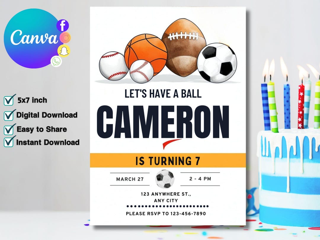 Editable Sports Invitation, Sports Invites, Sports Flyer, Sport Theme ...
