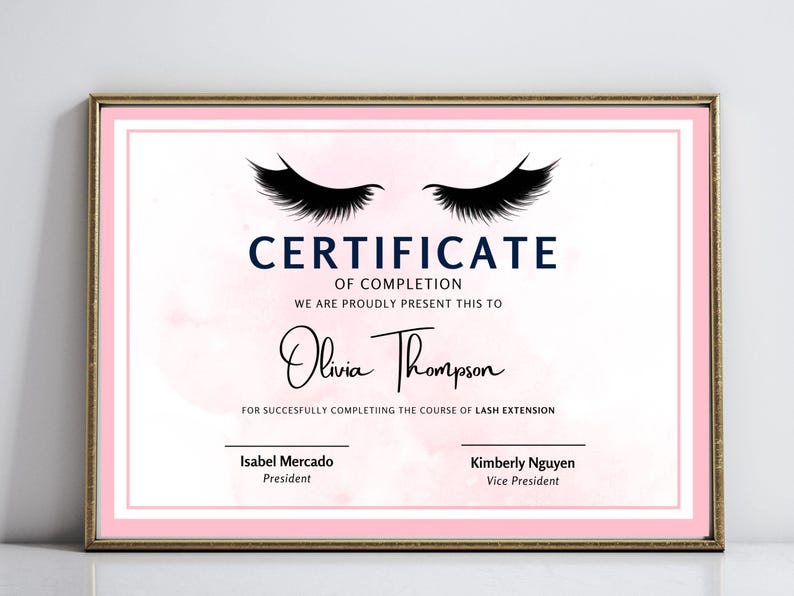 Editable Lash Certificate of Completion Template, Printable Lash ...