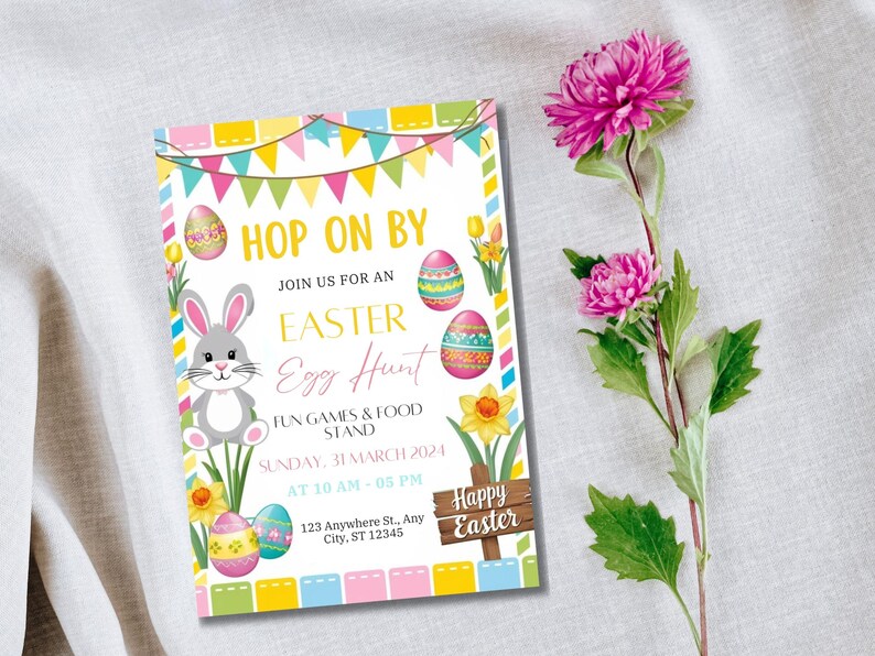 Easter Egg Hunt Invitation, Easter Bunny Invitation, Easter Party ...